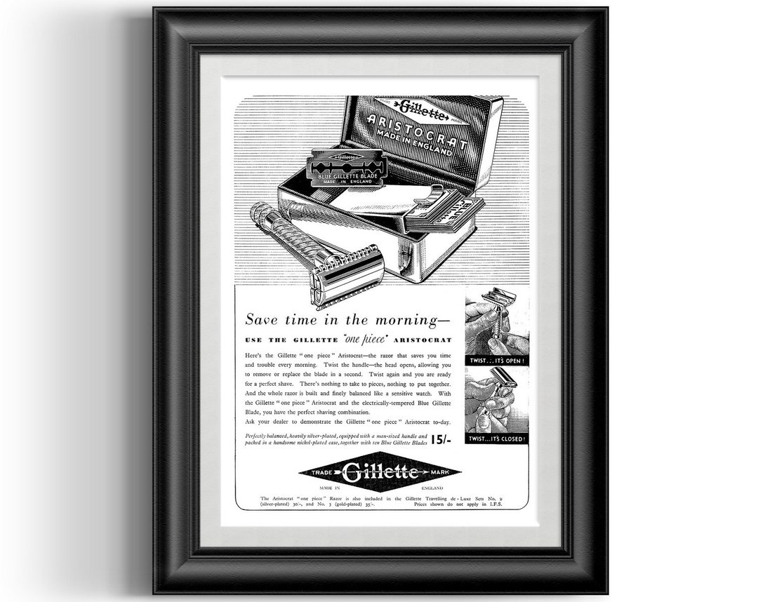 Vintage Gillette Aristocrat Newspaper Advert Reproduction, Perfect Dads ...