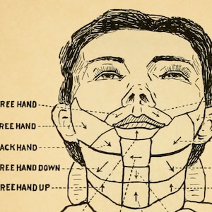 Straight Razor Face Shave Diagram From 1866 the Barbers Manual by A.B ...