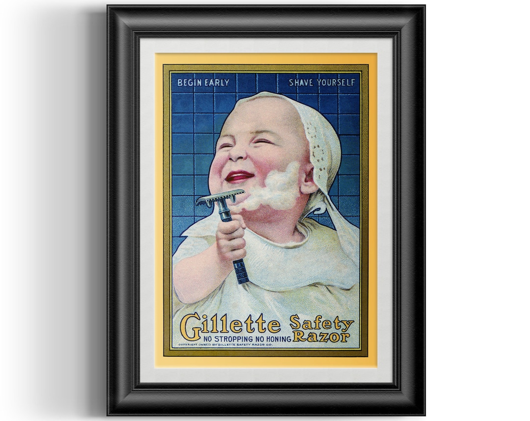 Gillette Baby Single Ring Safety Razor Print, "begin Early Shave ...