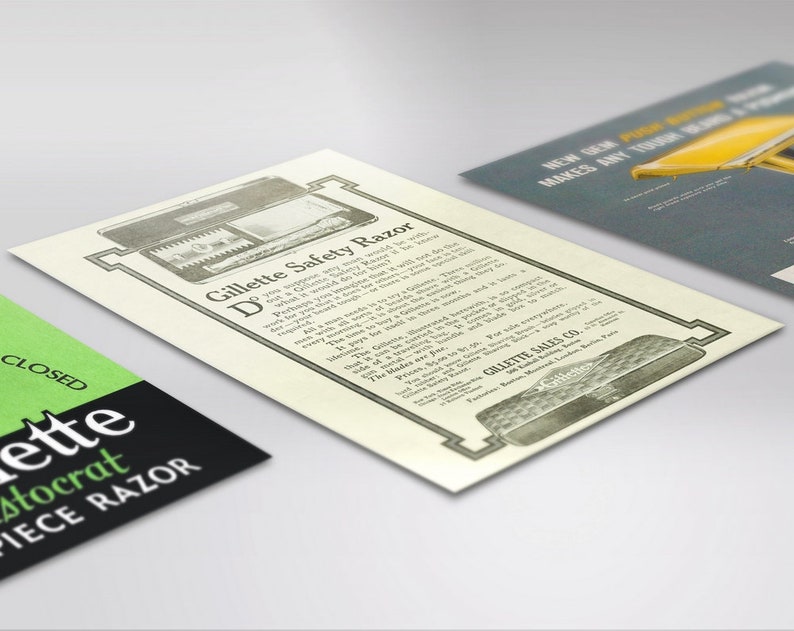 Gillette Old Type Pocket Edition Razor Magazine Advert Print - Etsy