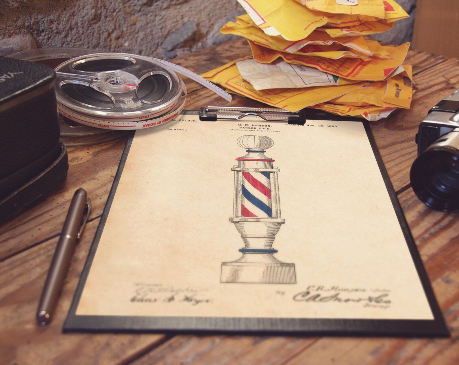 Barbers' Pole Patent Drawing, Remastered and Enhanced Patent ...