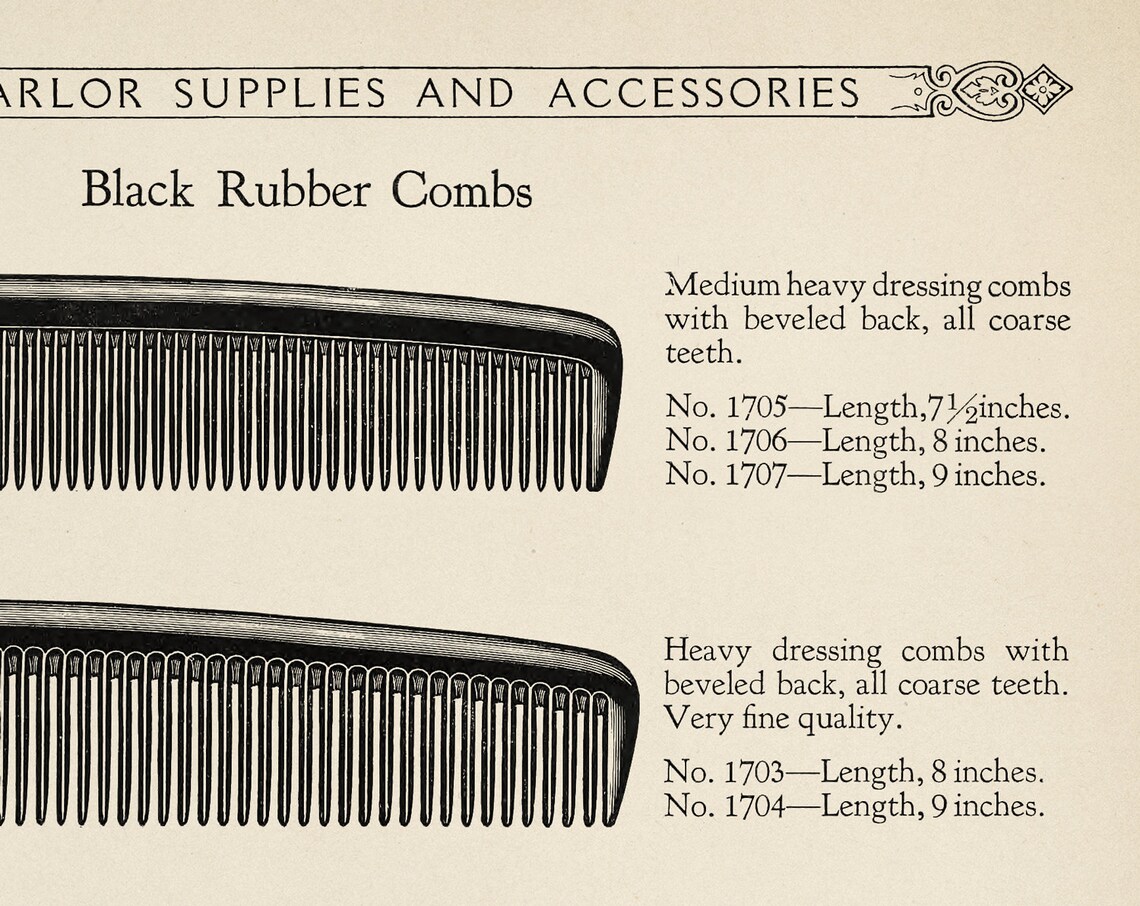 Early 1900s Beauty Parlour Hair Combs Reproduction Print From | Etsy