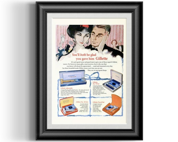 Vintage Gillette double edge safety razors gift sets advert | Etsy