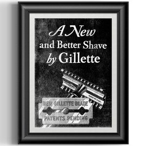 Gillette "new" Long Comb Razor and Blade Poster Print, Remastered and ...