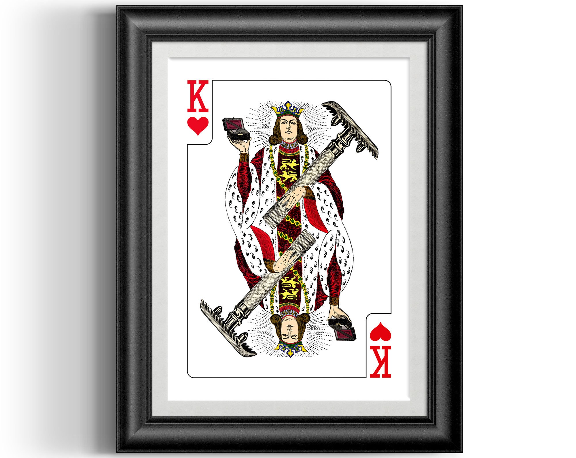 The King playing card poster print in all 4 color suits | Etsy