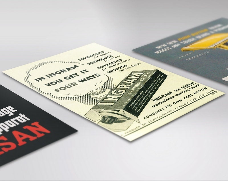 Ingram shaving cream advert poster print remastered barber | Etsy