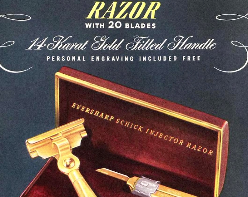 Vintage 1946 Gold Plated Eversharp Schick Injector Razor Christmas ...