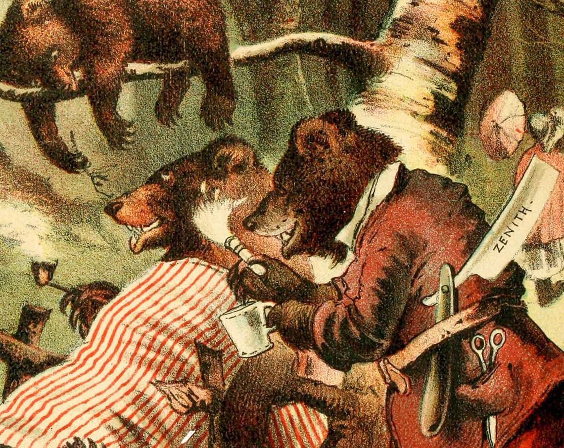 Bear Barber Shaving a Daddy Bear With a Straight Razor | Etsy