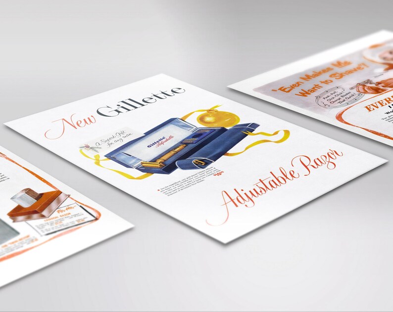 Gillette Toggle Safety Razor Vintage Advert Poster Print - Etsy