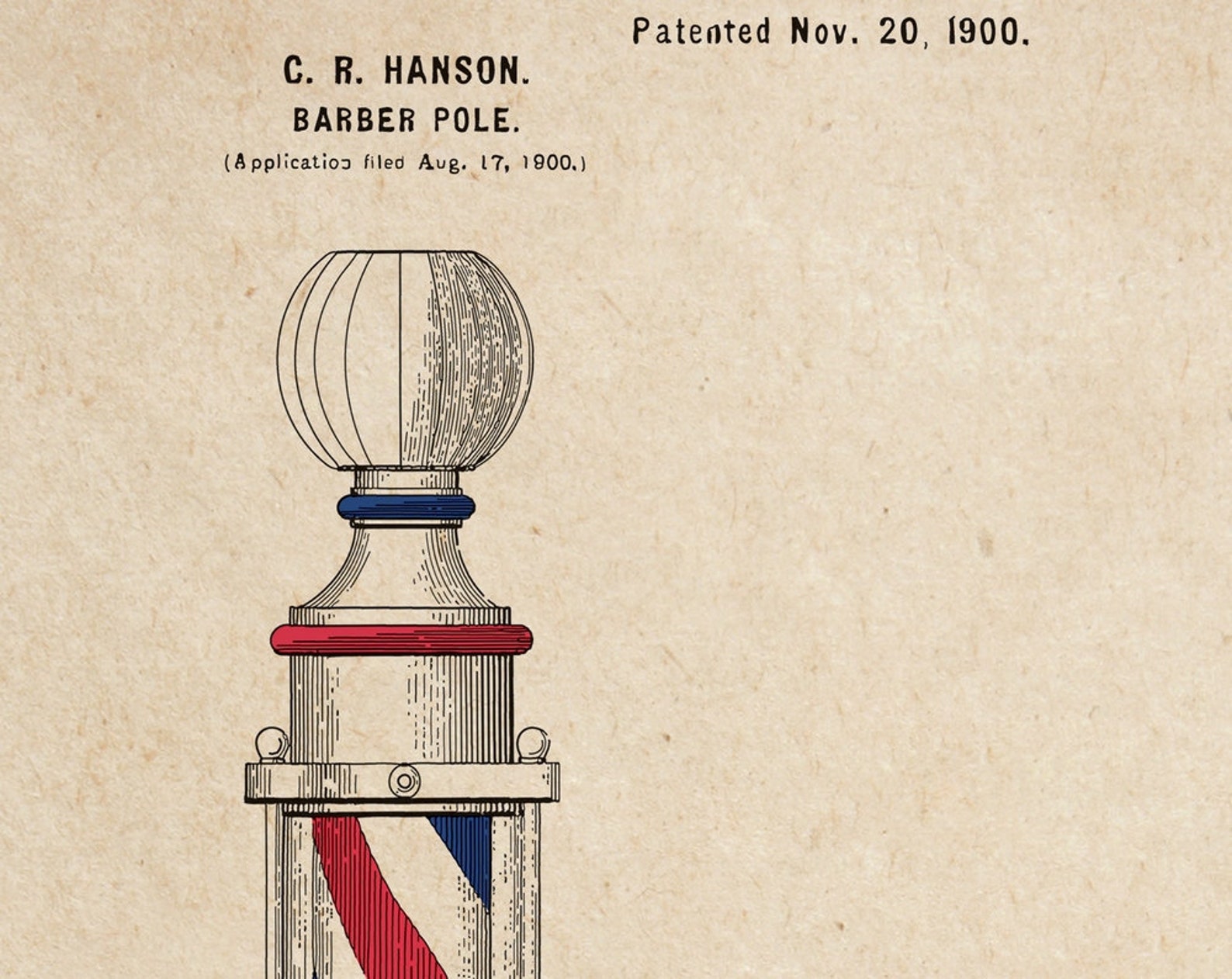 Barbers' Pole Patent Drawing, Remastered and Enhanced Patent ...