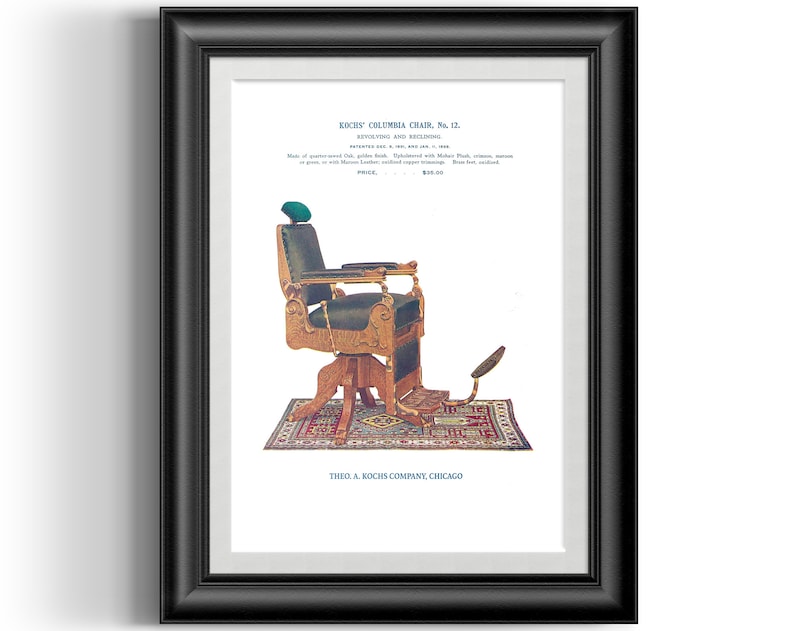 Art Nouveau Barber Chair Wall Art Poster Print, Reproduction Print From ...