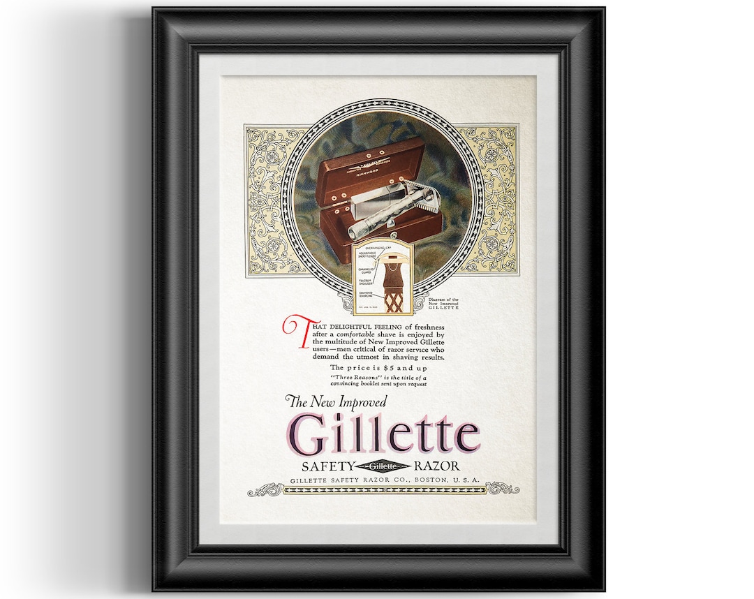 The New Improved Gillette Safety Razor Advert Reproduction Print ...