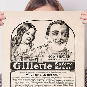 Gillette Double Ring Safety Razor Magazine Advert Reproduction Print ...