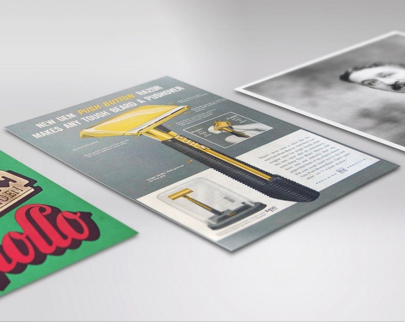 Vintage Gem Push-button Single Edge Safety Razor Advert Print - Etsy