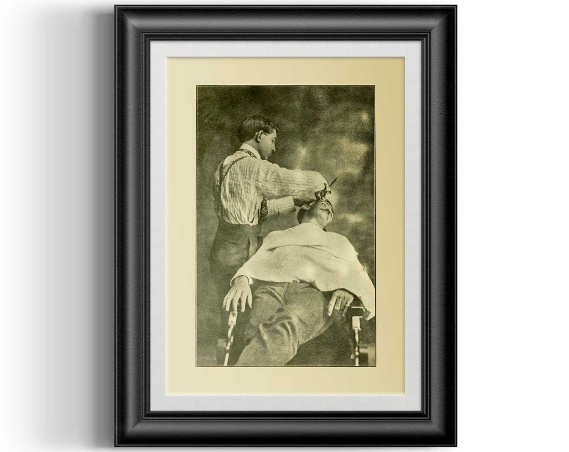 Traditional Barber Cut Throat Razor Shave Illustration From | Etsy