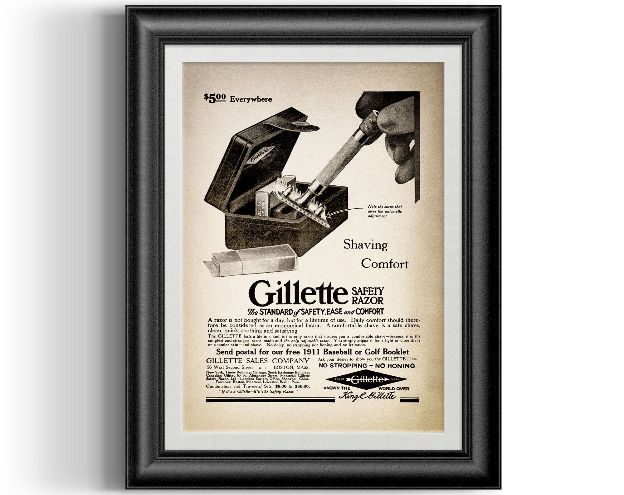 Vintage 1911 Gillette Standard Old Type Safety Razor and - Etsy