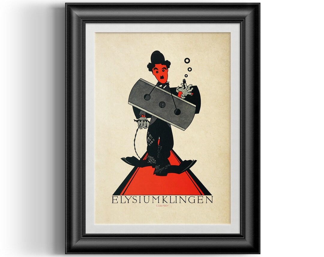 Art Deco Charlie Chaplin and Razor Blade Poster Print, Remastered and ...