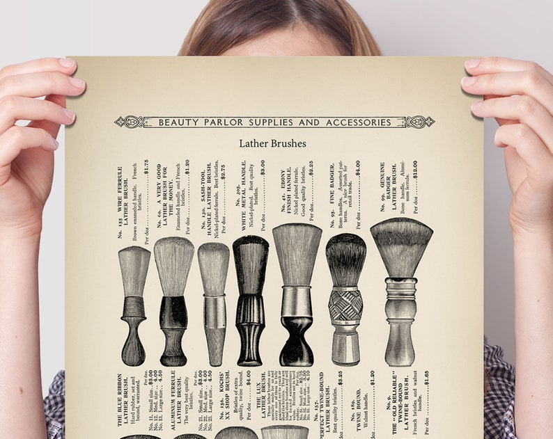 Shaving Brush Advert Reproduction Print, Early 1900s Vintage Barber ...
