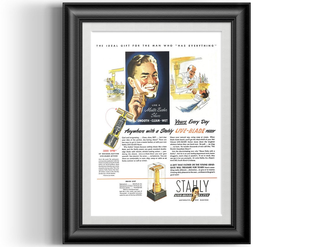 Vintage Stahly Live Blade Safety Razor Magazine Advert Retro Poster ...