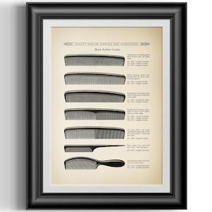 Early 1900s Beauty Parlour Hair Combs Reproduction Print From | Etsy