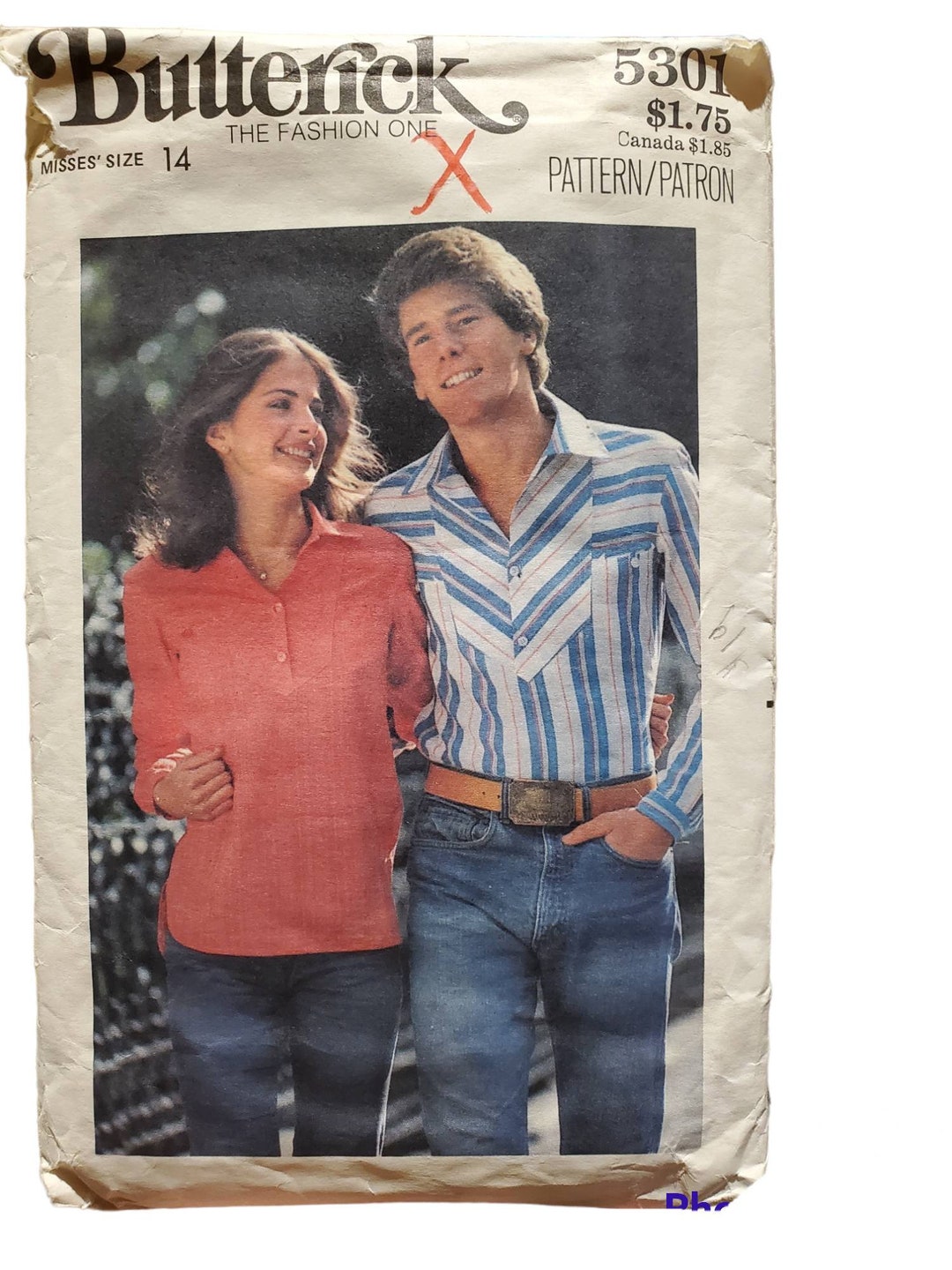 Vintage Sewing Pattern 1970s Men's Yoked Collared Western Shirt Size 14 ...