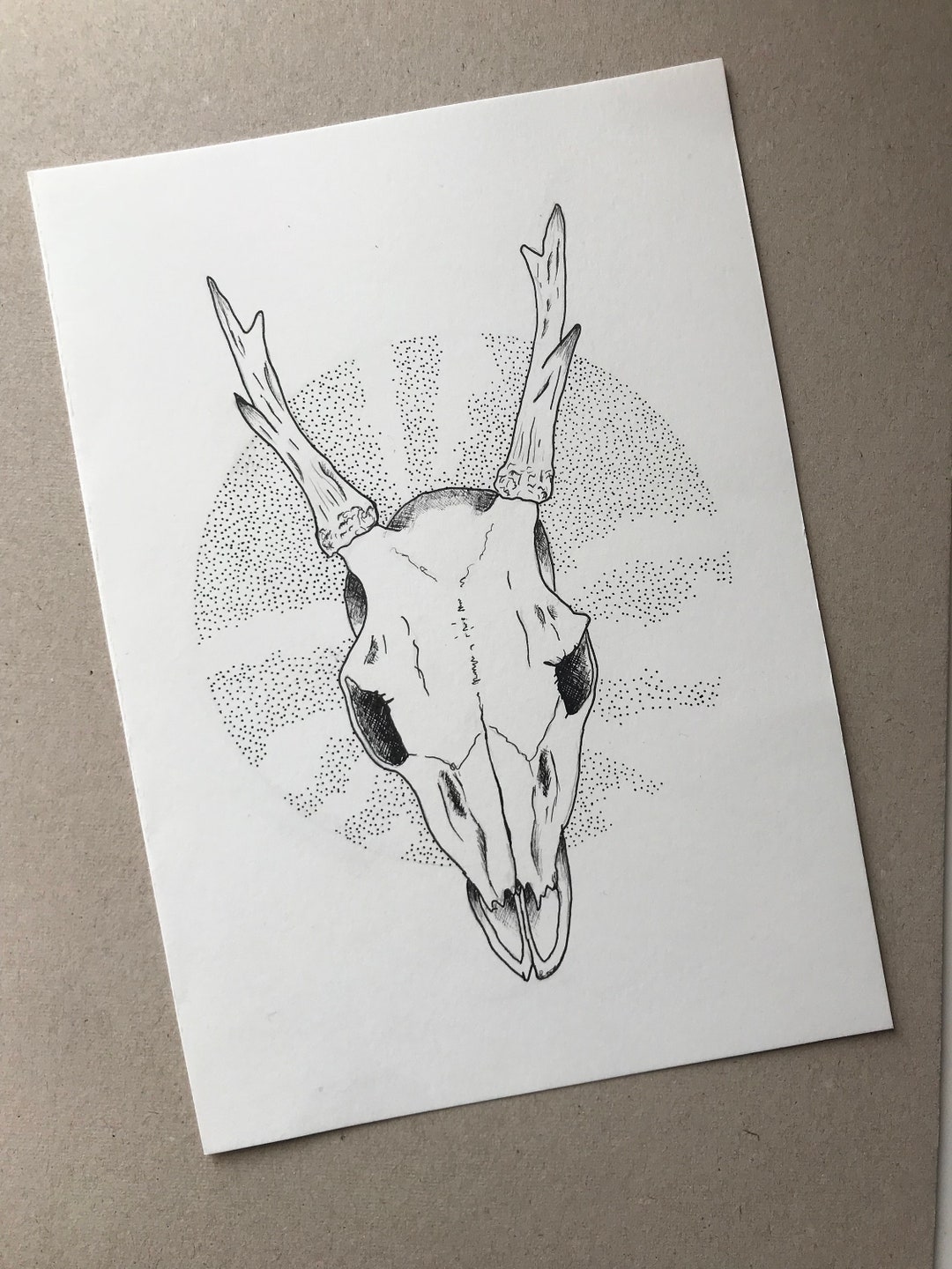 Deer Skull Pen Drawing - Etsy