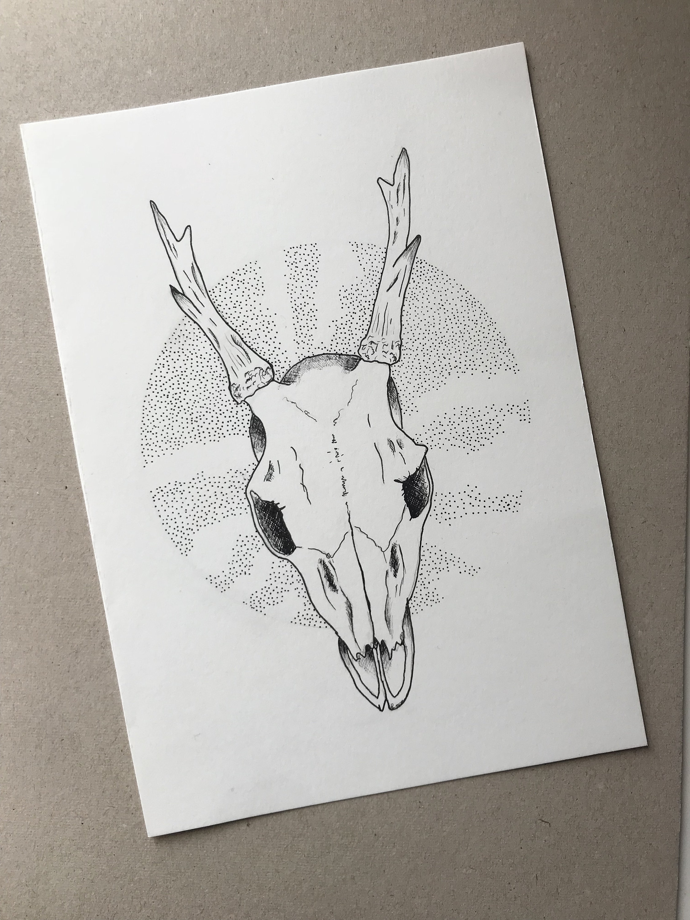 Deer Skull Pen Drawing - Etsy