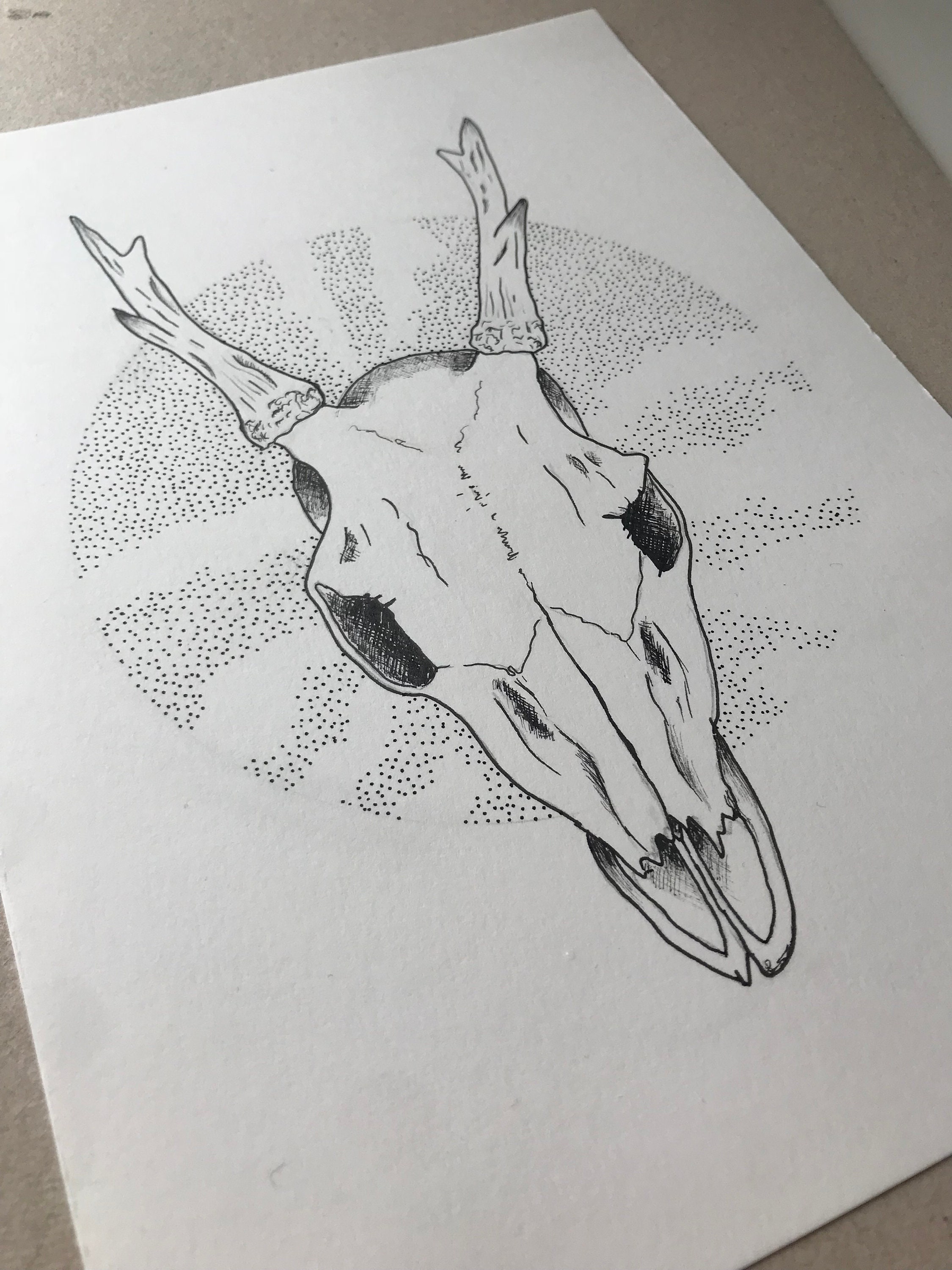 Deer Skull Pen Drawing - Etsy