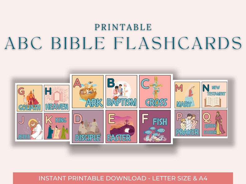 ABC Bible Alphabet Flashcards| Printable Kids Bible Activity ...