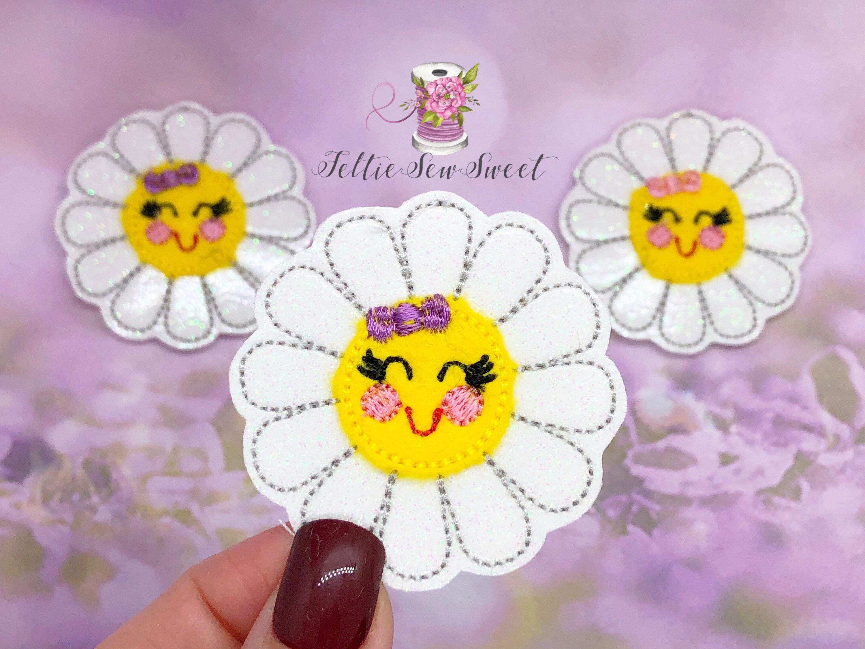 Smiling Daisy Felties, Daisy Felties, Flower Felties, Set of 3 - Etsy