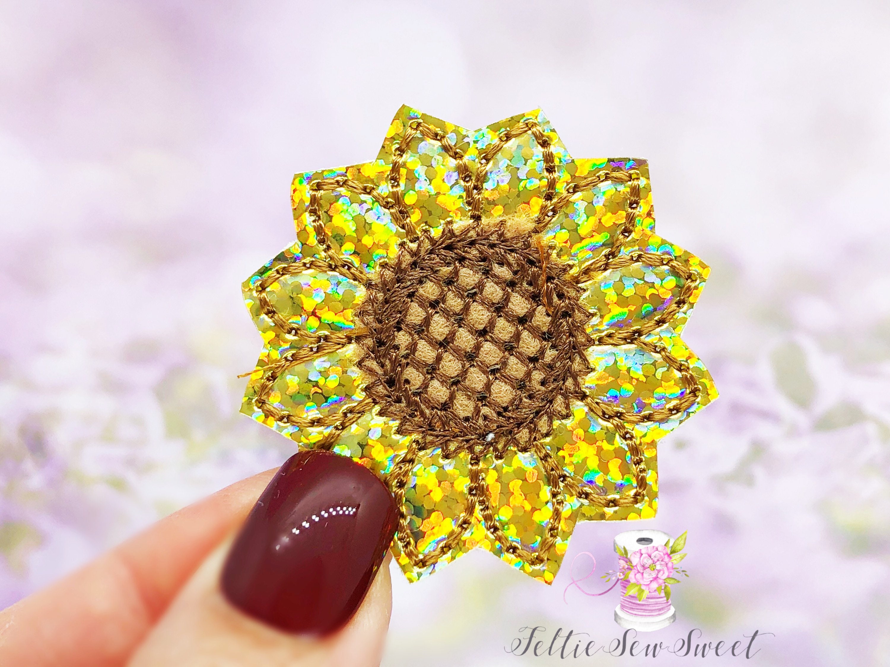 Glitter Confetti Sunflower Felties Flower Felties Set of 3 - Etsy