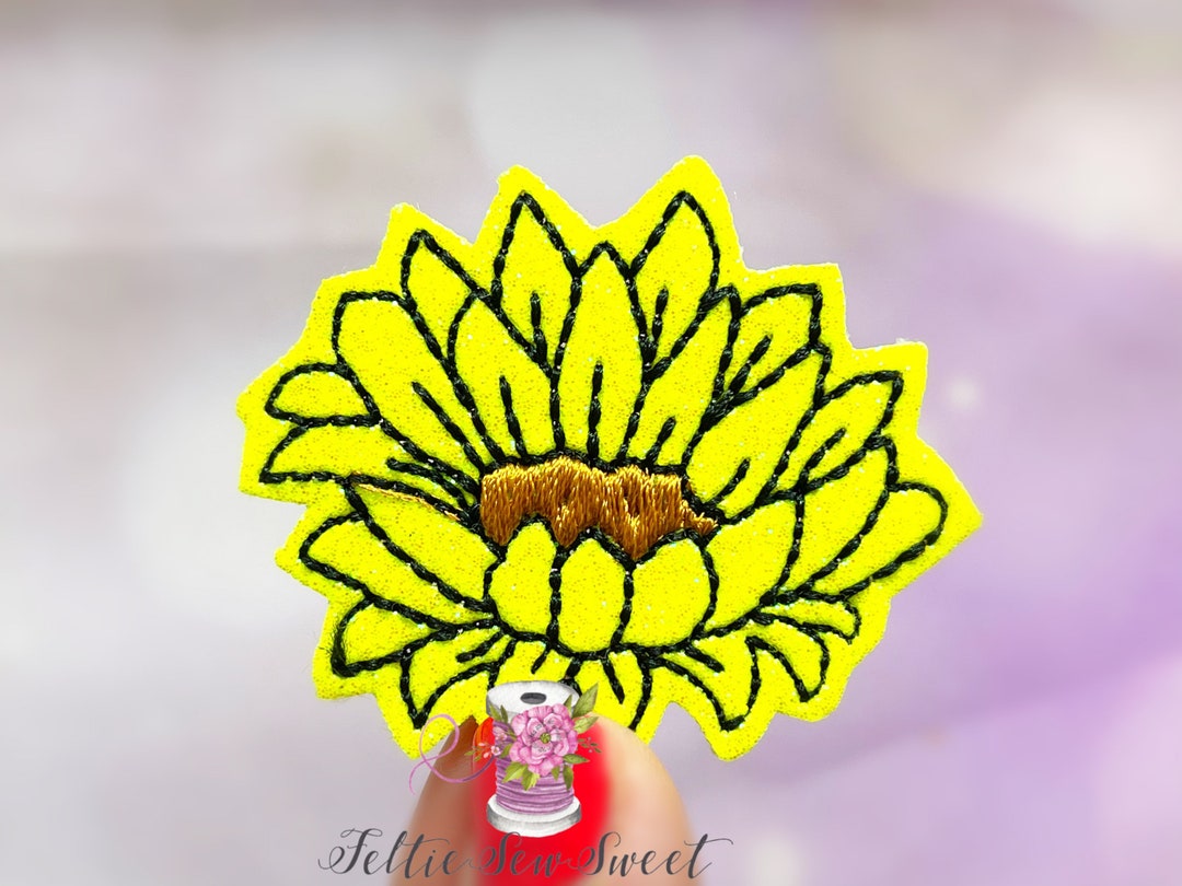 Glitter Confetti Sunflower Felties, Flower Felties, Set of 3, Sunflower ...