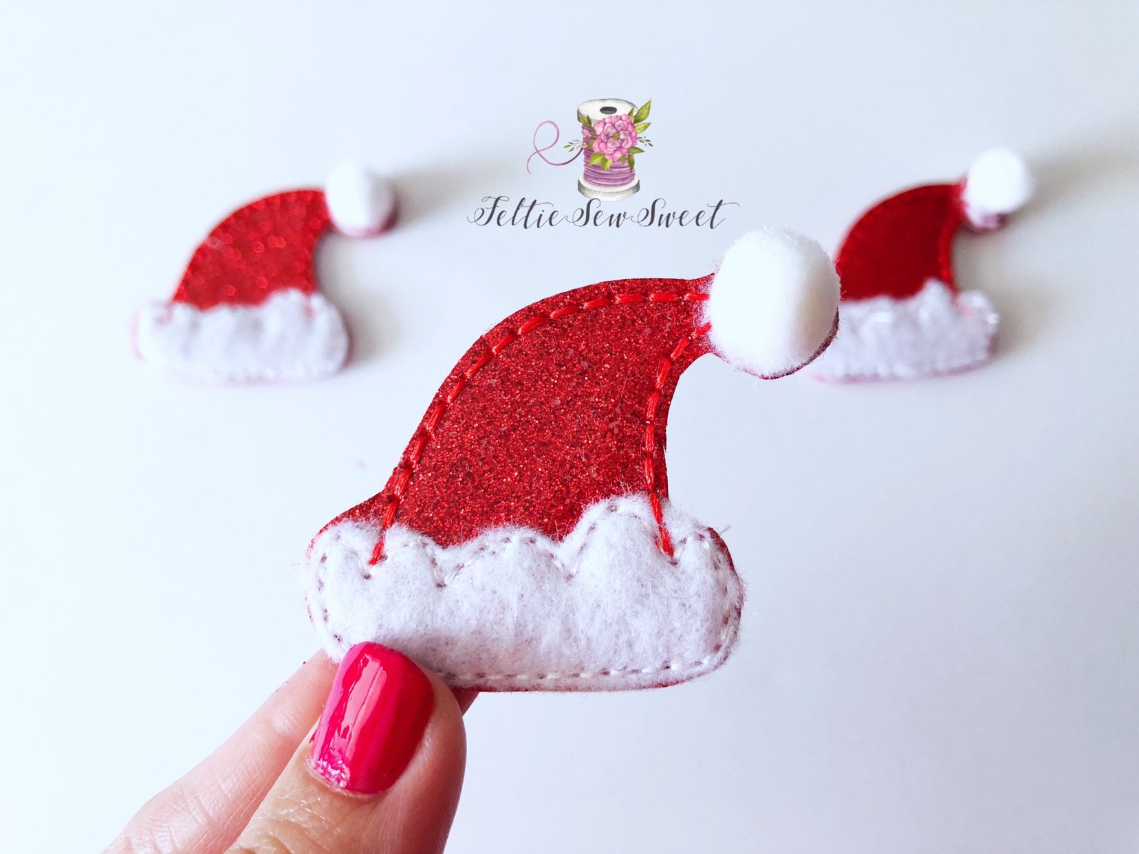 Glitter Santa Hat Felties Santa Hat Felties Glitter Felties | Etsy