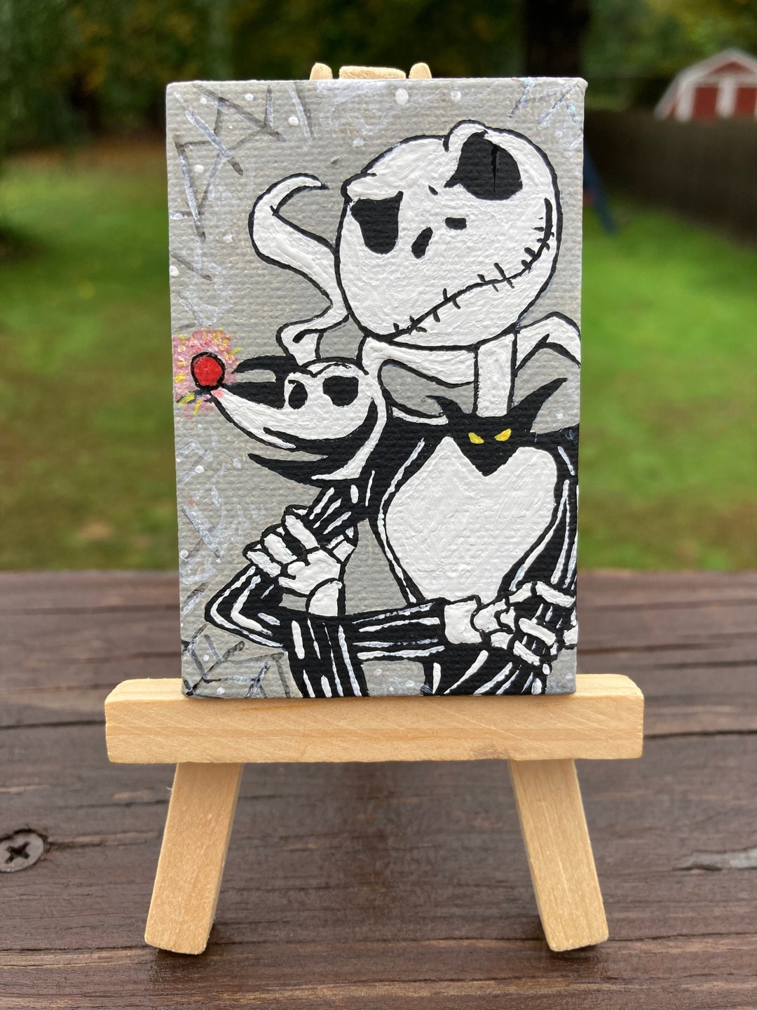Hand-painted Jack Skellington & Zero Mini Canvas - Halloween Decor - Etsy