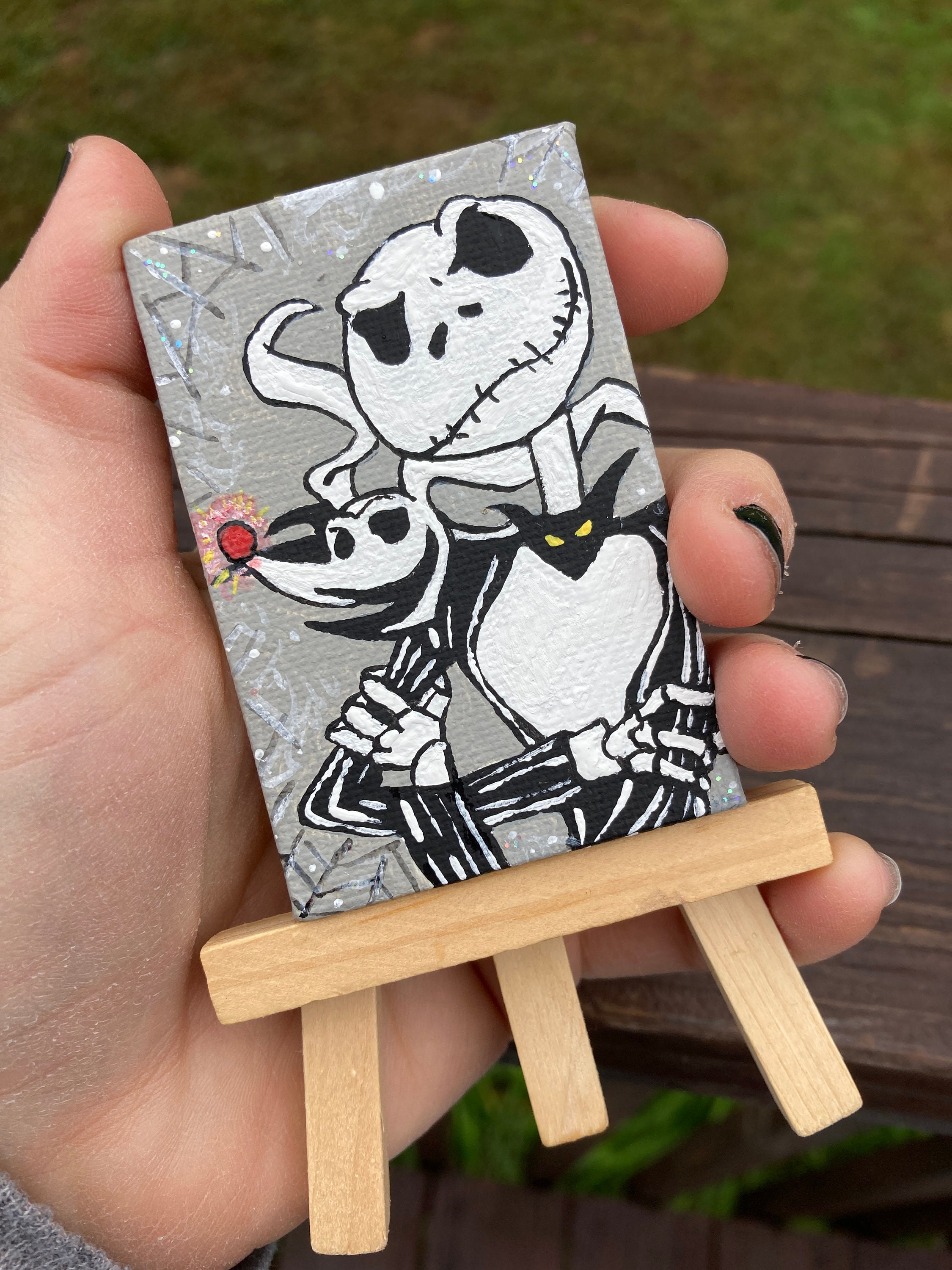 Hand-painted Jack Skellington & Zero Mini Canvas - Halloween Decor - Etsy