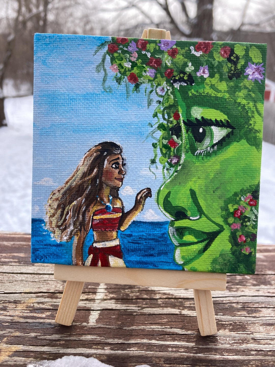 Moana and Tefiti/ Moana and Tefiti Mini Canvas Painting/ Moana Fan Art ...