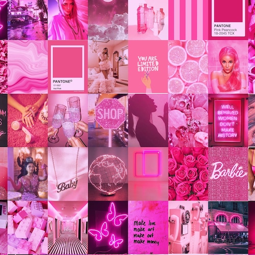 Photo Wall Collage Kit Boujee Hot Pink Baddie Aesthetic 2 Etsy