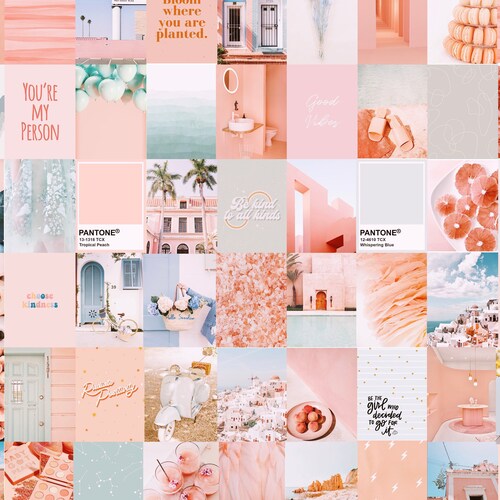 Photo Wall Collage Kit Blush Light Pink Aesthetic 3 Set Of Etsy