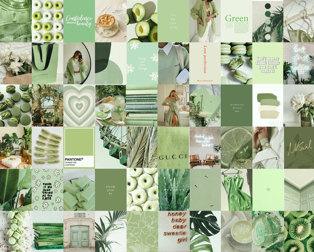 Photo Wall Collage Kit | Mint Sage Green Aesthetic (set of 78 Photos ...