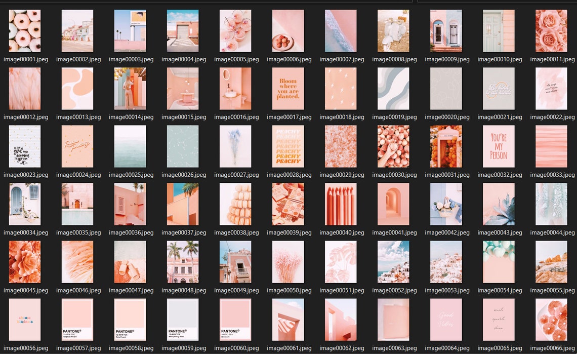 Photo Wall Collage Kit | Peach & Light Blue 2 Aesthetic (set of 60 ...