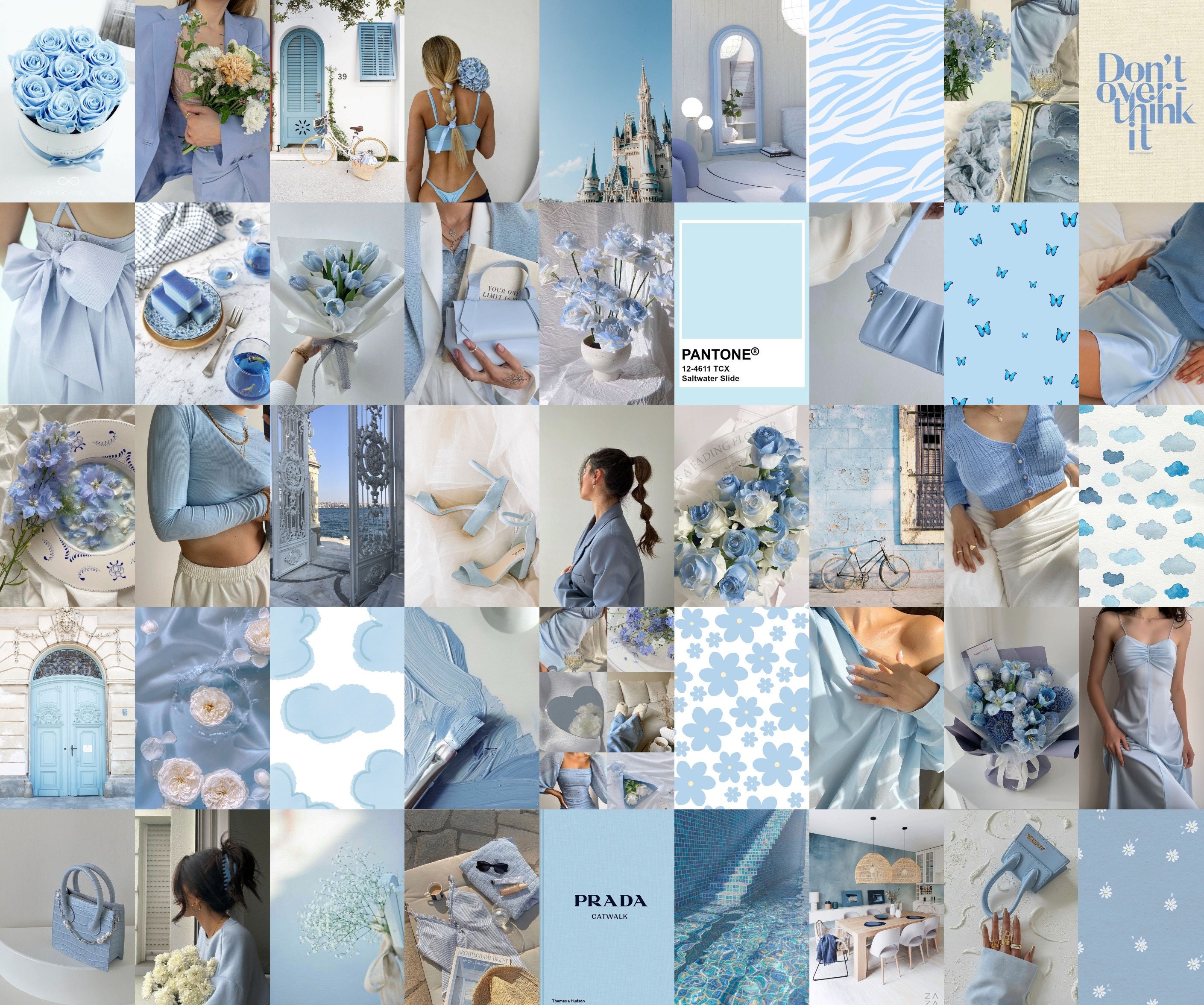 Photo Wall Collage Kit | Baby Light Blue Aesthetic 3 (set of 80 Photos ...