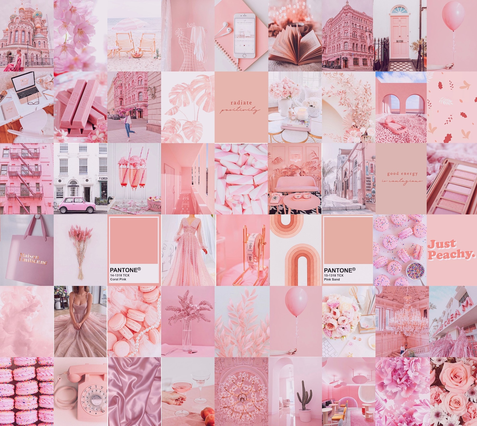 Photo Wall Collage Kit | Blush Light Pink 2 Aesthetic (set of 60 Photos ...