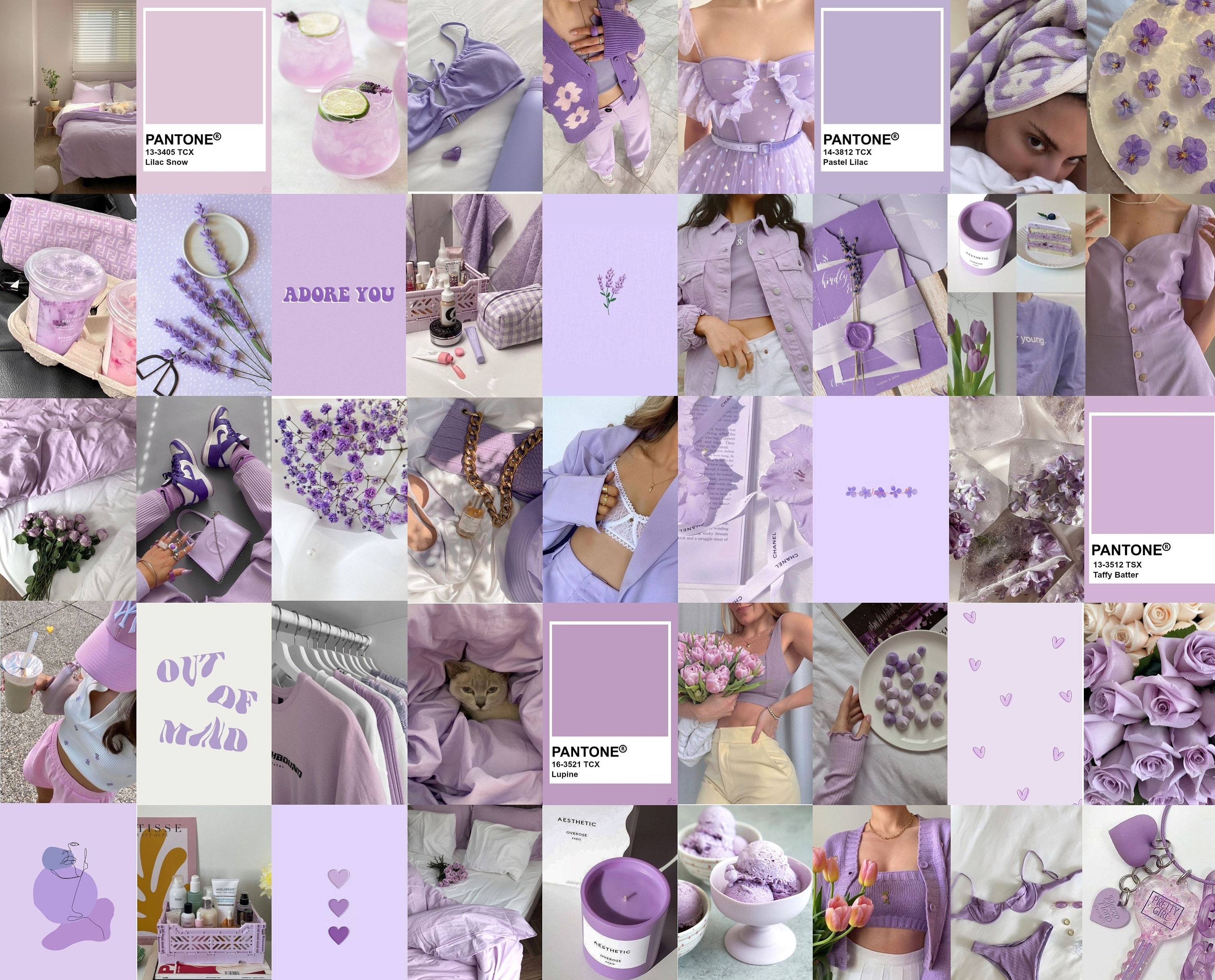 Photo Wall Collage Kit | Lavender Light Purple Aesthetic 3 (set of 70 ...