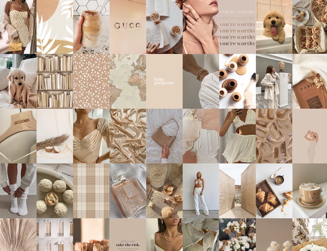 Photo Wall Collage Kit | Beige Coffee Aesthetic 3 (set of 84 Photos ...