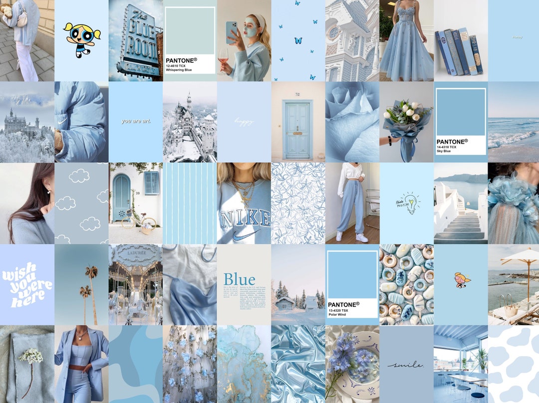 Photo Wall Collage Kit | Baby Light Blue Aesthetic 2 (set of 80 Photos ...