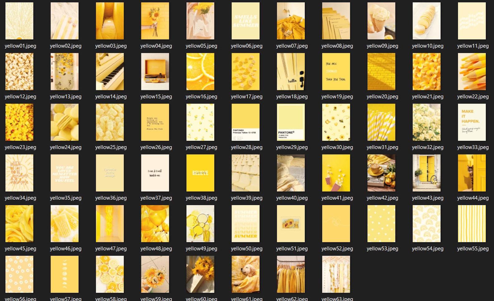 Photo Wall Collage Kit Yellow Summer Aesthetic set of 60 | Etsy