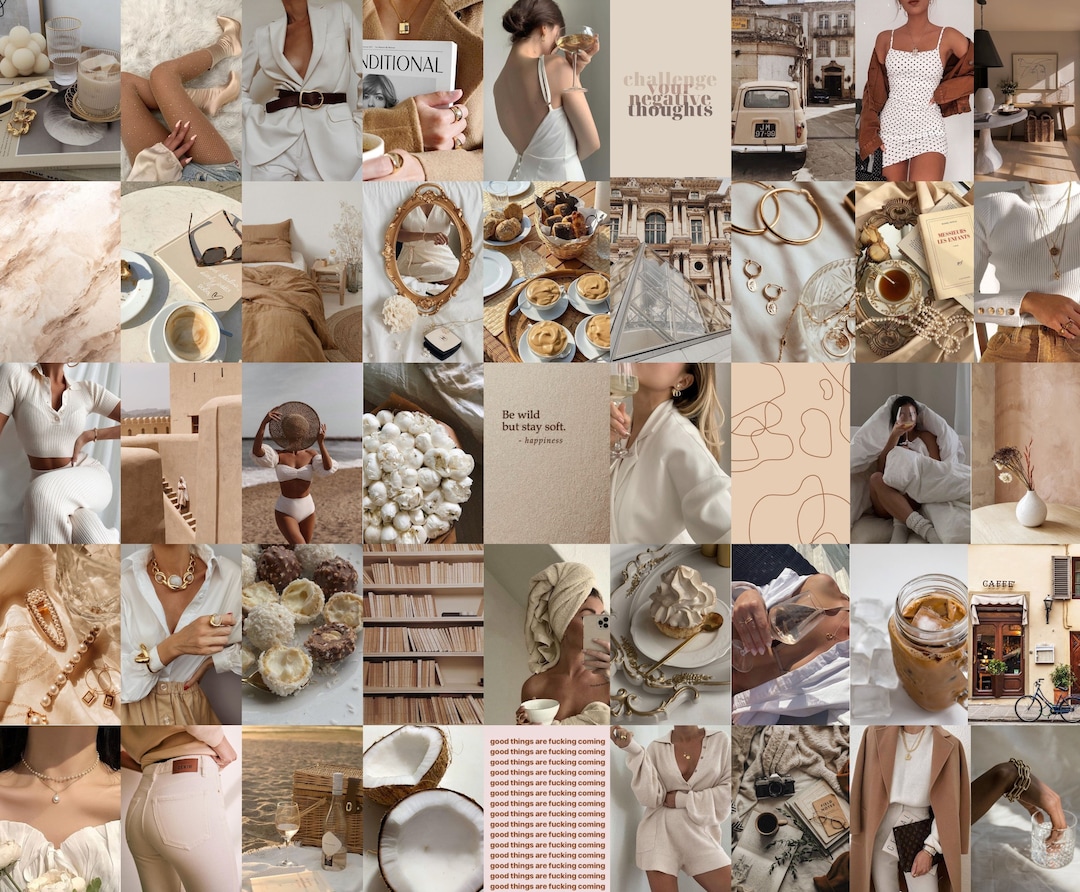 Photo Wall Collage Kit Beige Coffee Aesthetic 4 set of 87 Photos ...