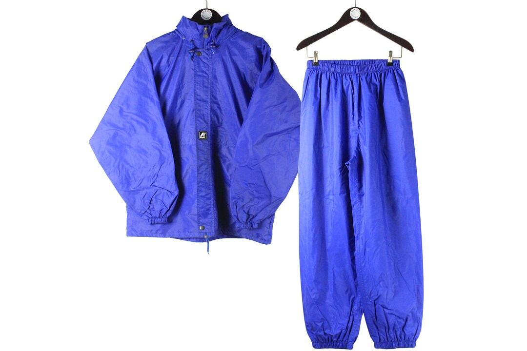 Vintage K-WAY Suit Jacket + Pants Men's Size L Purple Authentic ...