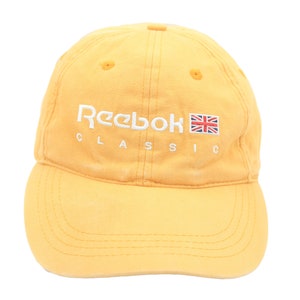 Vintage REEBOK Cap Big Logo Yellow Baseball Hat Sport Headwear One Size ...