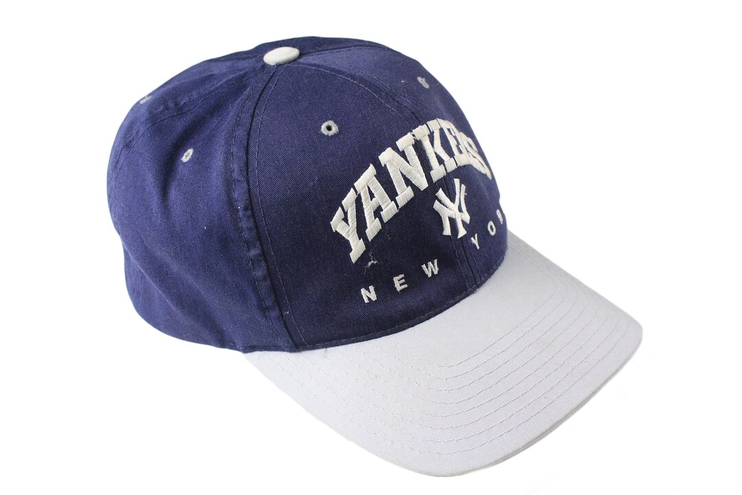 Vintage YANKEES New York Hat Big Logo Cap MLB Team Navy Blue Retro ...